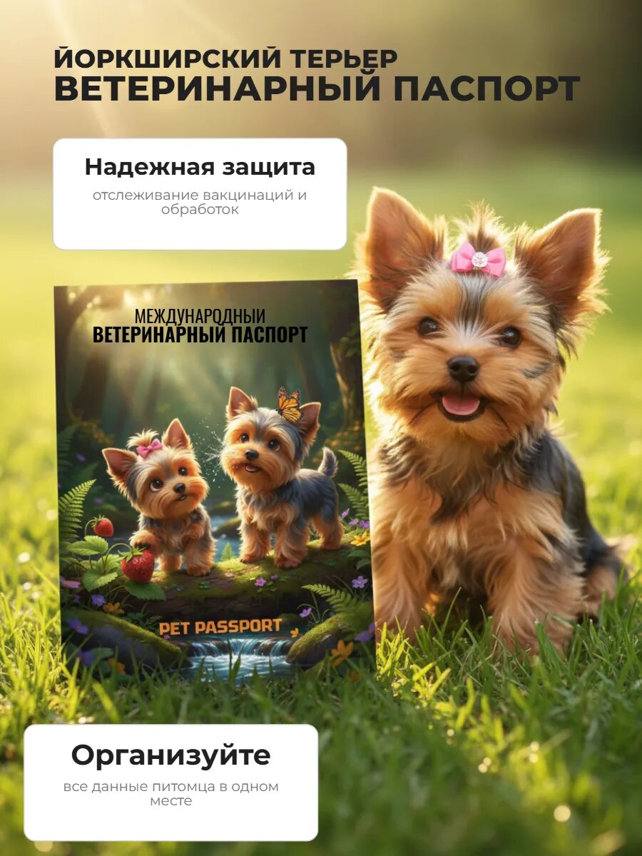 Паспорт ветеринарный междунар. Порода Йоркширский терьер. Для собак.