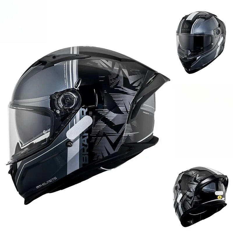 MT HELMETS Мотошлем, цвет: черно-серый, размер: M