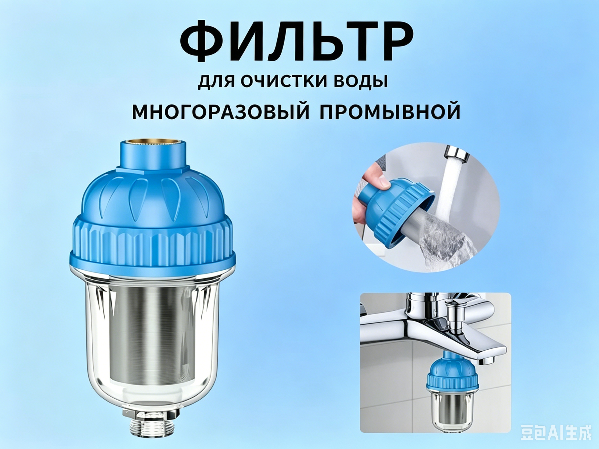 Многоразовый моющийся водяной фильтр‑предочиститель для смесителя и бытовой техники