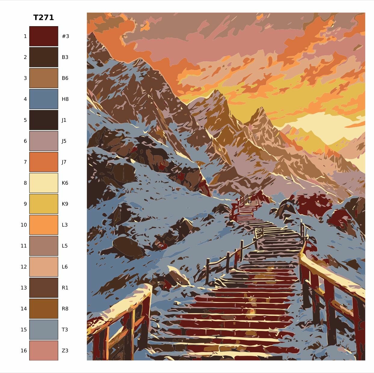 Картина по номерам Т271 "Лестница в горах", 60x80 см