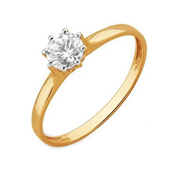 Кольцо широкое, тонкое JEWELIN, красное золото, 585 проба, фианит