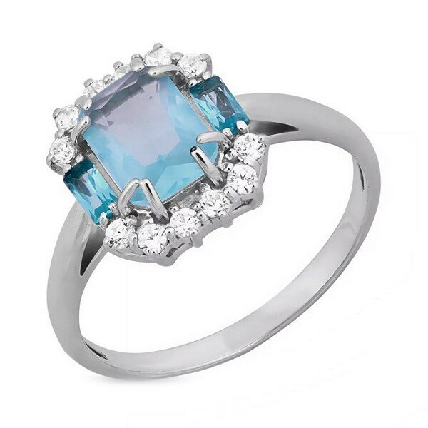 Кольцо тонкое, широкое JEWELIN, серебро, 925 проба, родирование, кристалл