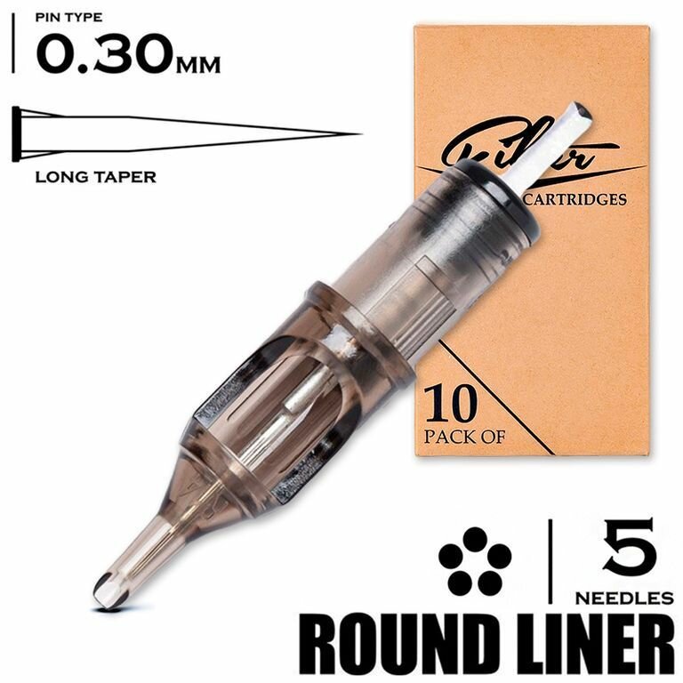 Картриджи для тату и татуажа EZ FILTER Round Liner 5RLLT/0.30мм 10 шт/уп
