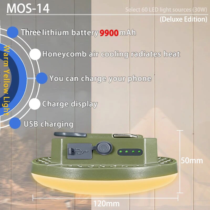 Портативный LED фонарь MOSLIGHTING MOS-13/MOS-14 600/800LM зелёный/синий MOS-14-Warm-G