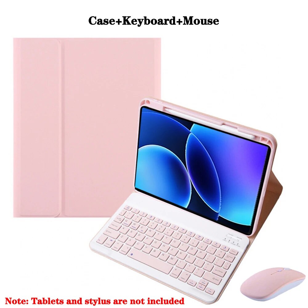 Чехол HUAIBX для Xiaomi Pad 7/7 Pro/8/8 Pro с Bluetooth-клавиатурой Розовый, Pink 2, English
