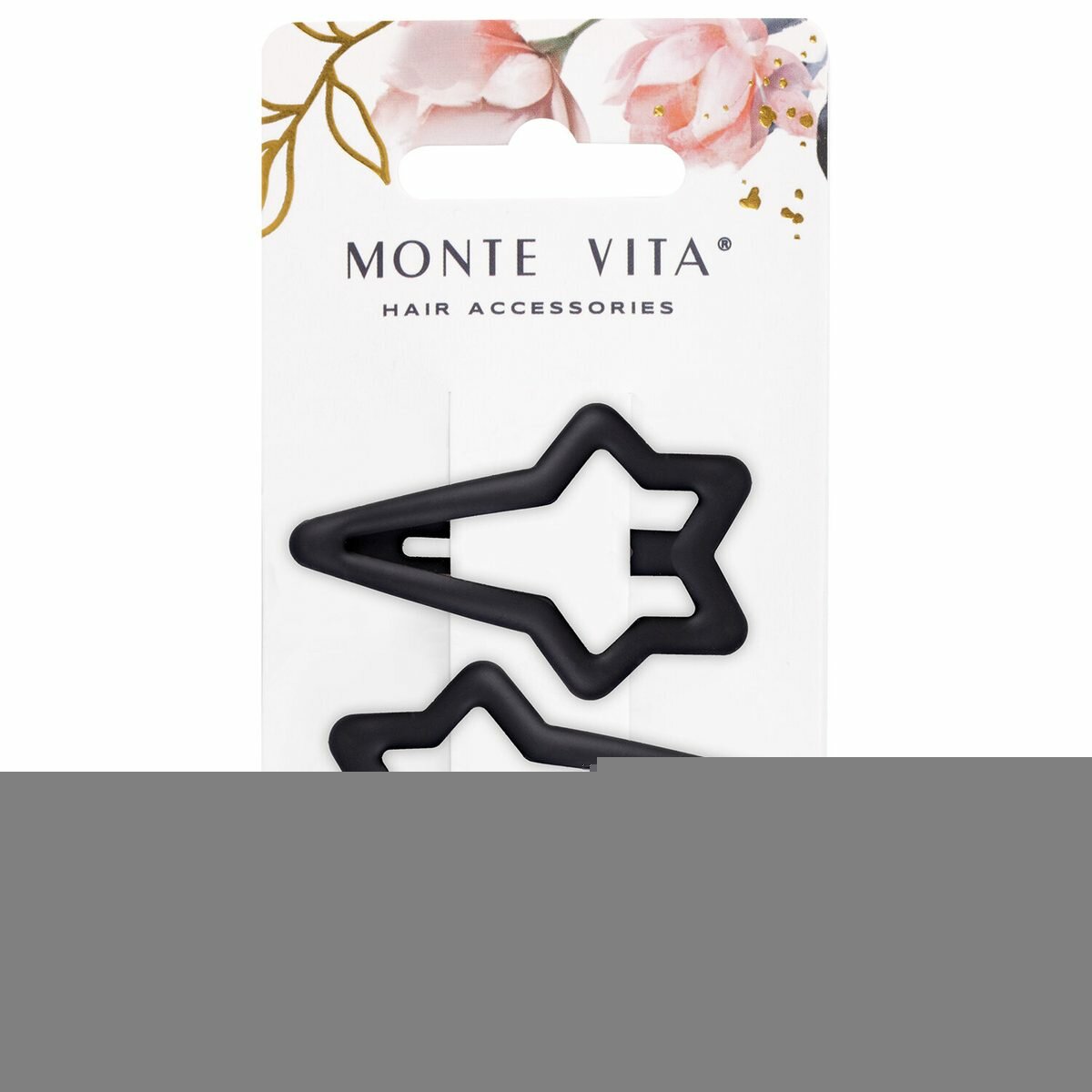 Заколки для волос набор 2шт, 5,5см, клик-клак, soft touch, чёрный, Monte Vita, 12 уп.