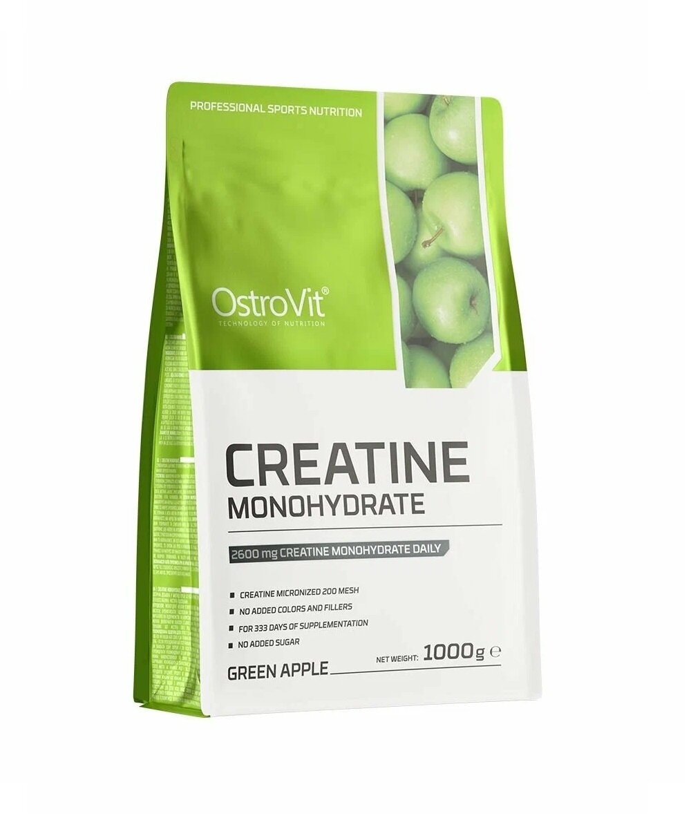 Увеличивает силу и объем мышц Creatine Monohydrate 1000 гр (OstroVit) Зеленое яблоко