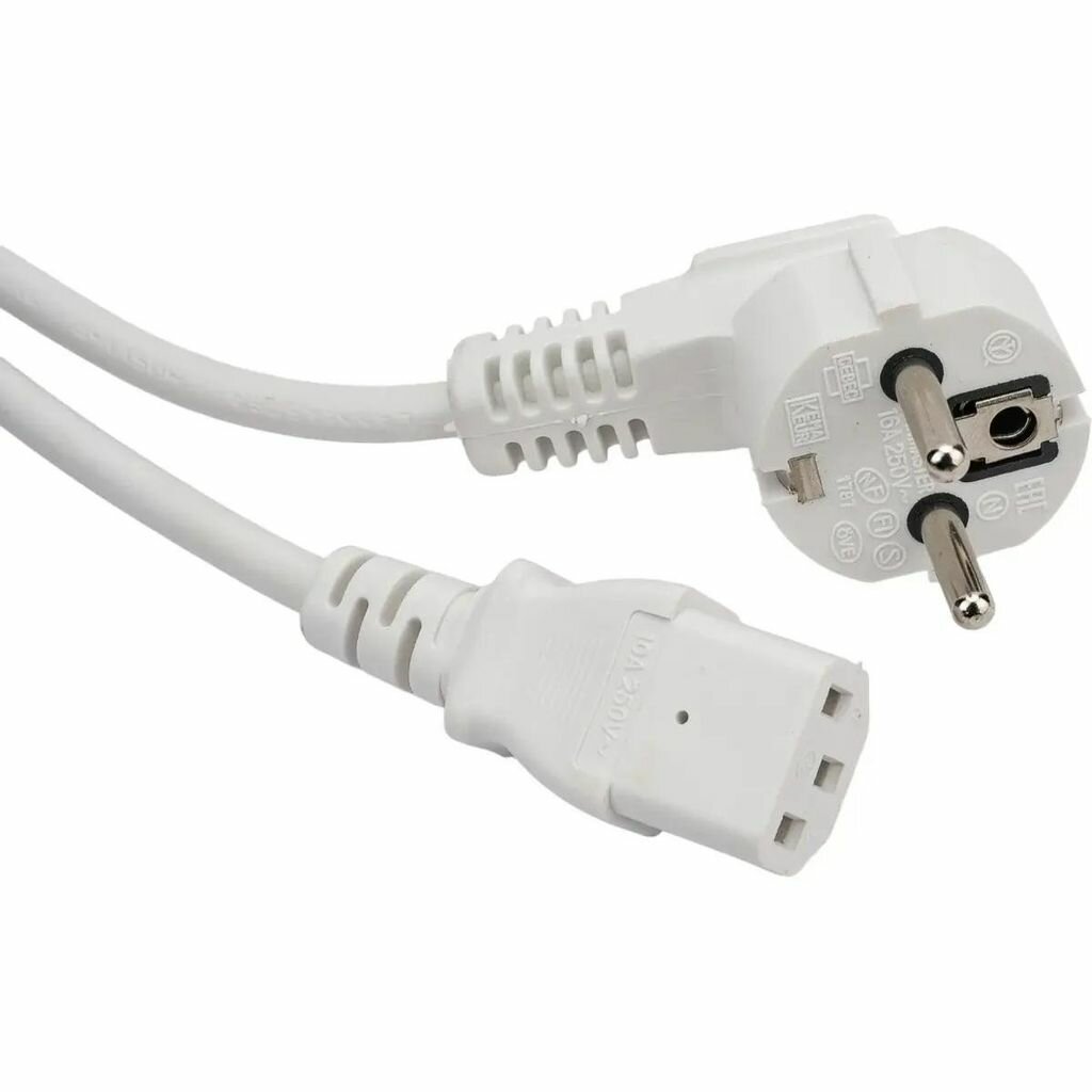 Шнур питания Lanmaster C13-Schuko проводник:3x0.75мм2 1м 220В 10А белый LAN-PP13/SH-1.0-WH