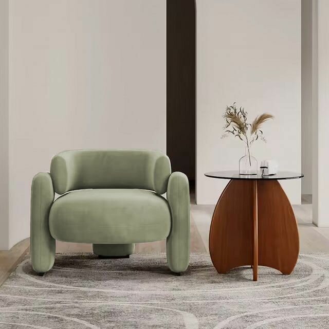 Дизайнерское кресло CHICCO, велюр FIORE в оттенке OLIVE, 70x80x75 см, премиум