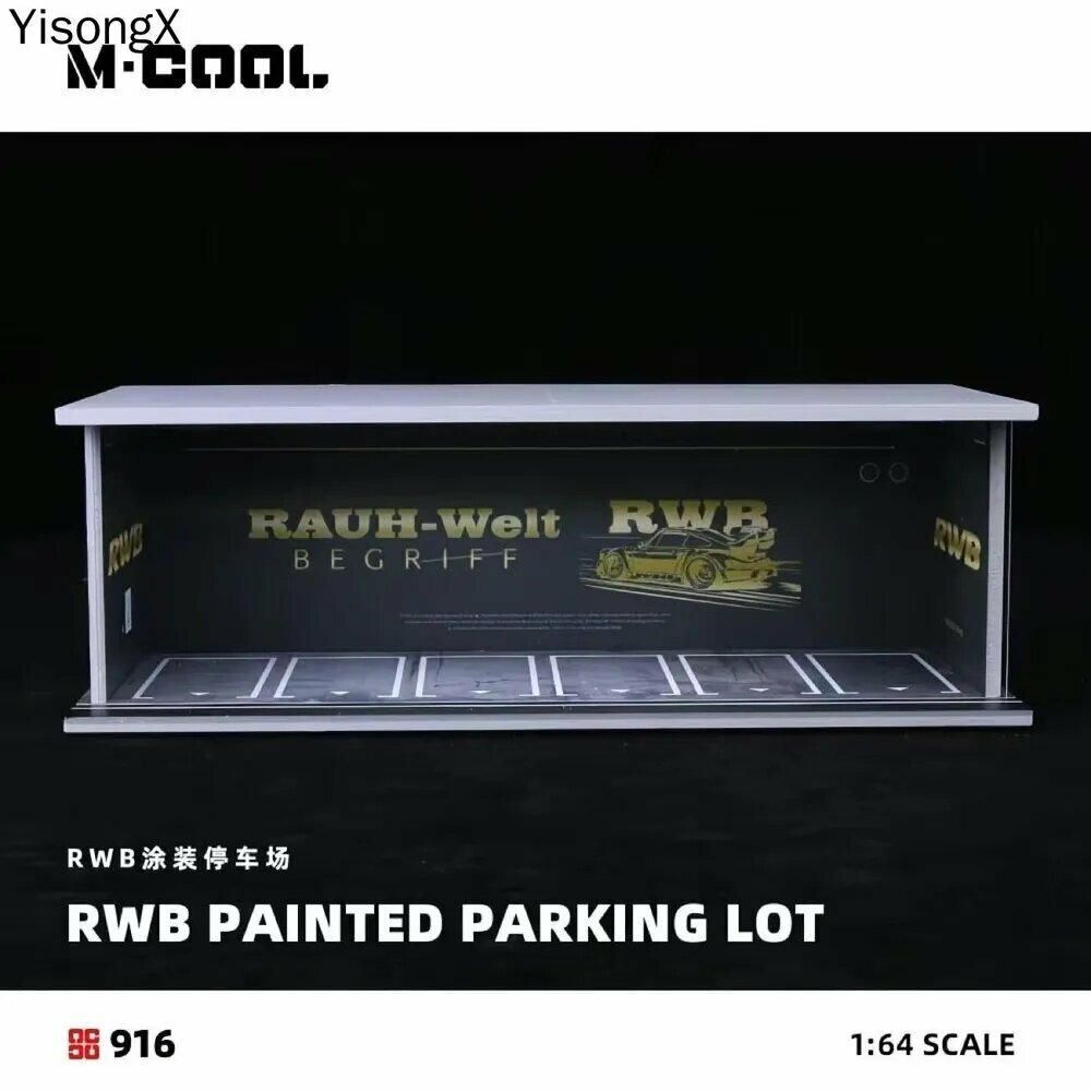 Диорама гараж MoreArt Porsche с подсветкой для машинок для моделей 1:64. Игрушечный гараж, парковка для машинок