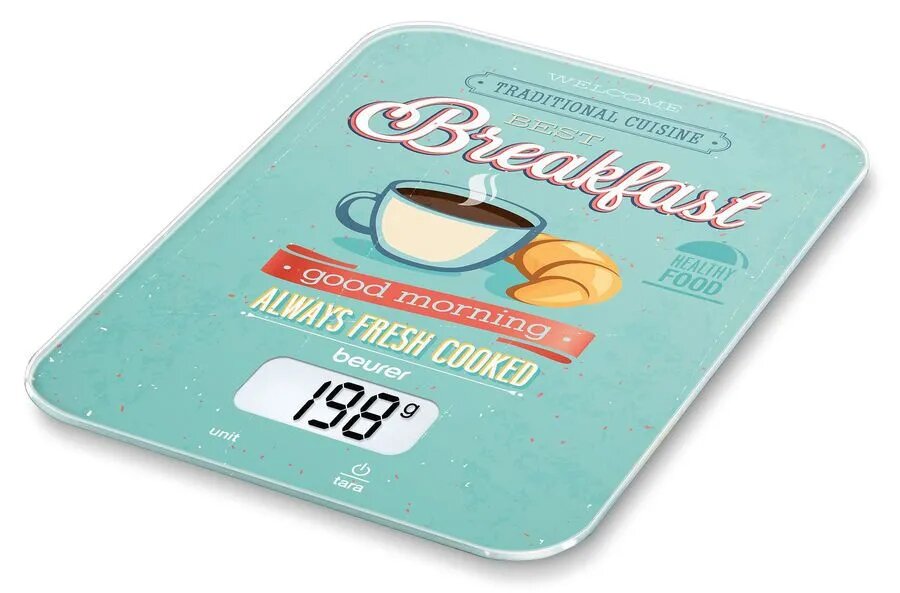 Кухонные весы Beurer KS 19 Breakfast 70403, бирюзовые, стекло, до 5 кг