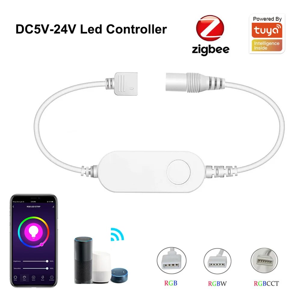 TUYA Zigbee RGBCCT контроллер для светодиодной ленты 5-24V