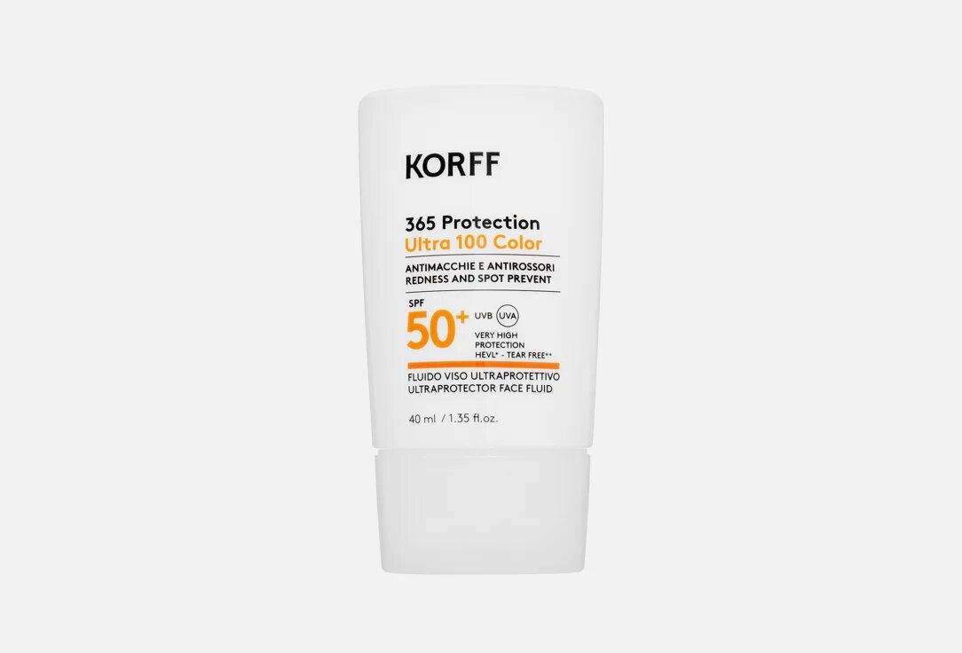 KORFF 365 Protection Ultra 100 Color REDNESS AND SPOT PREVENT ULTRAPROTECTOR Оттеночный солнцезащитный флюид для лица PF 50+ 40 мл