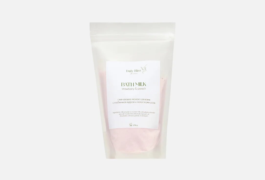 Daily Bliss skincare Strawberry & peach Смягчающее молоко для ванны с клубничной пудрой 250 г