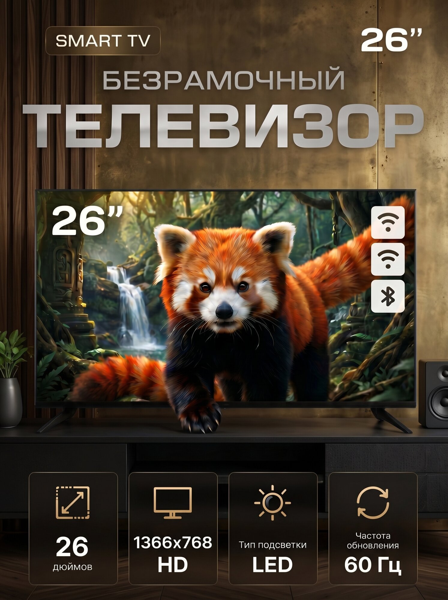 Смарт телевизор 26 дюймов с Wi-Fi Android