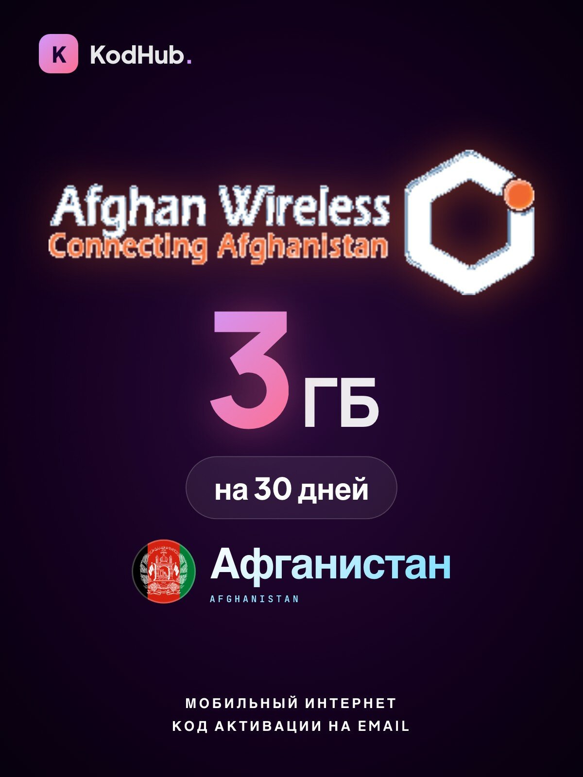Afghan Wireless 3 ГБ на 30 дней Афганистан | мобильный интернет для абонентов