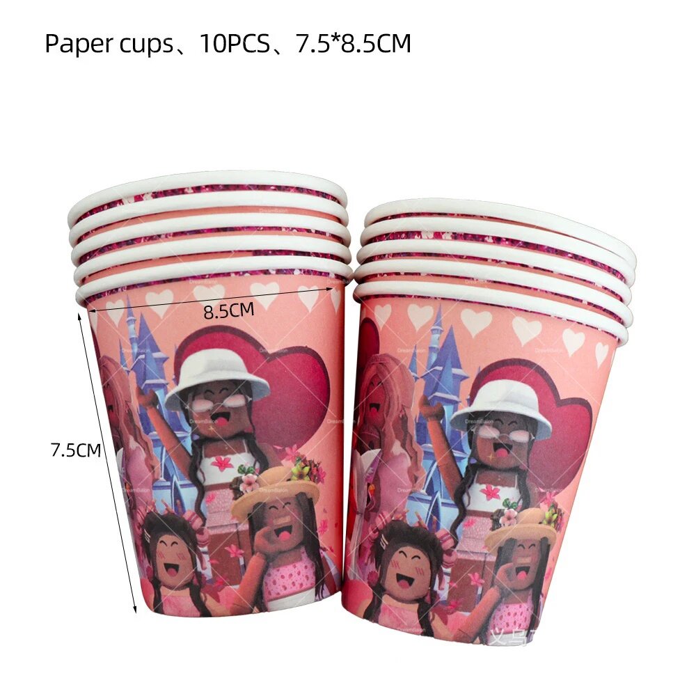 Набор для вечеринки Roblox: розовый шары и украшения Cup-10pcs