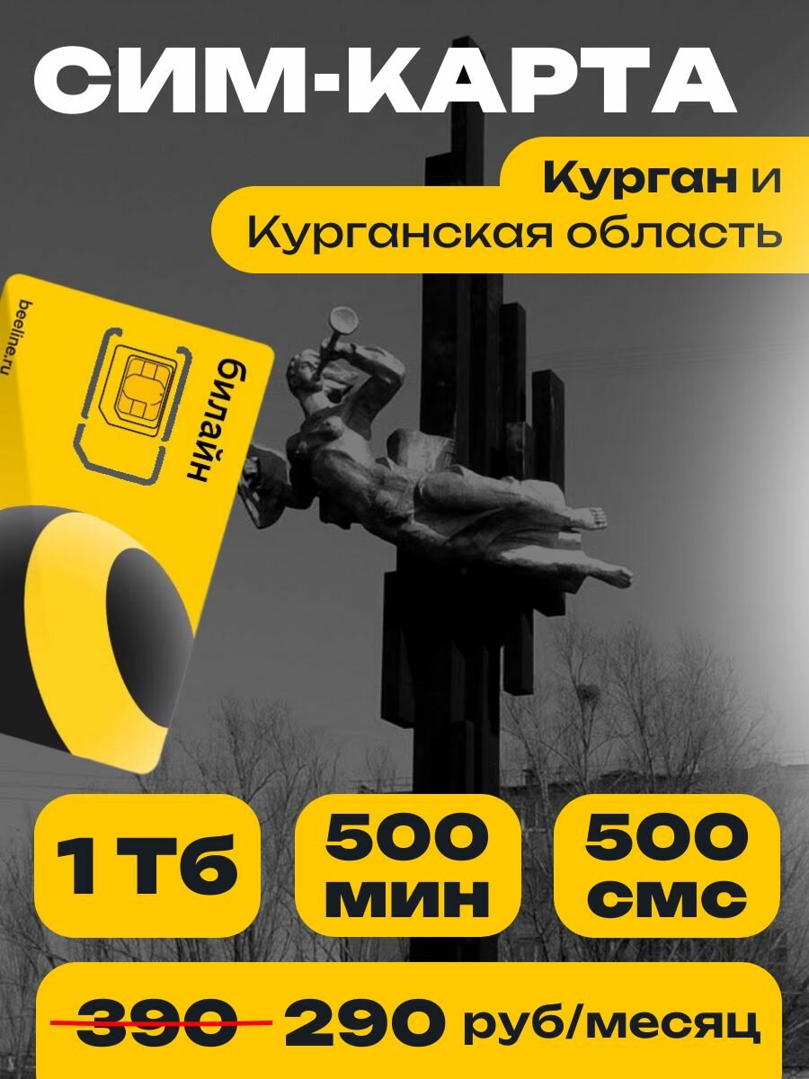 Сим-карта Билайн тариф Эксклюзивный Онлайн Лайт Курганская область 1024 Гб + 500 минут за 290 руб.