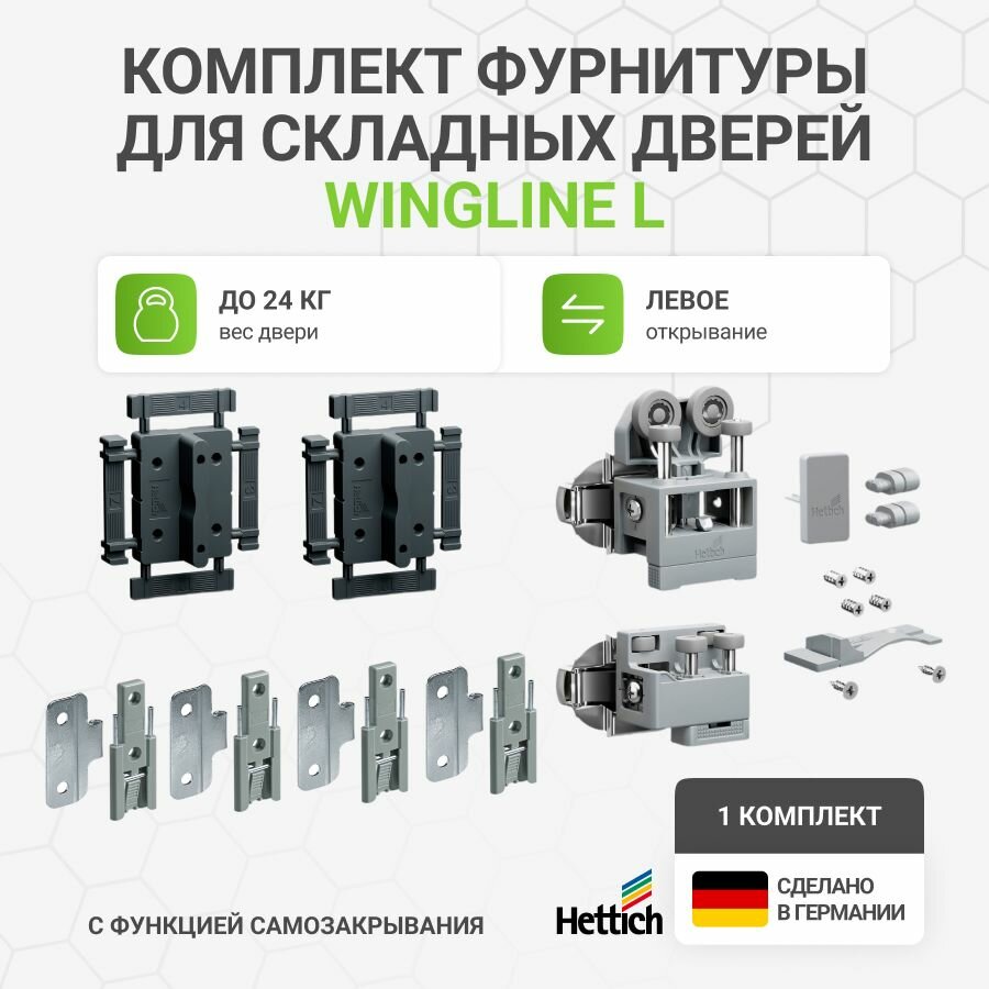 Фурнитура для складных дверей Wing Line L, Hettich, максимальная нагрузка до 24кг