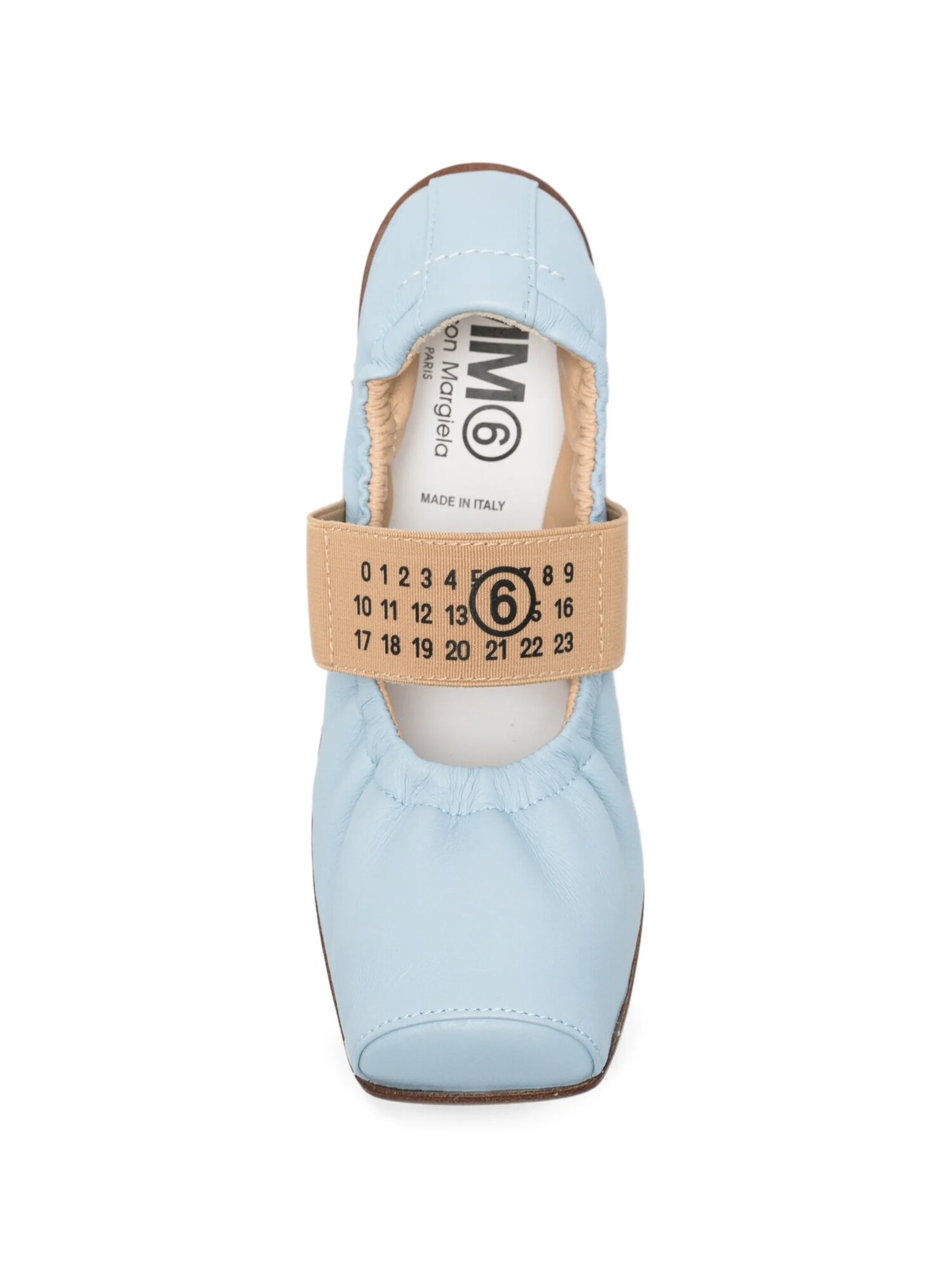 Балетки MM6 Elasticated logo-strap ballet flats, размер 26, , синий — фото 1