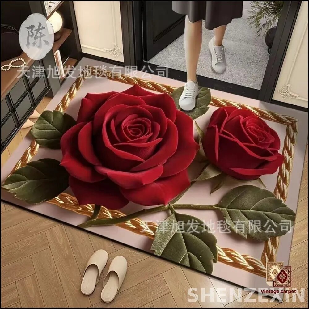 Ковер 40x60 см, Красный, 3D-эффект, Материал Софт, для Гостиной, Коридора, Балкона