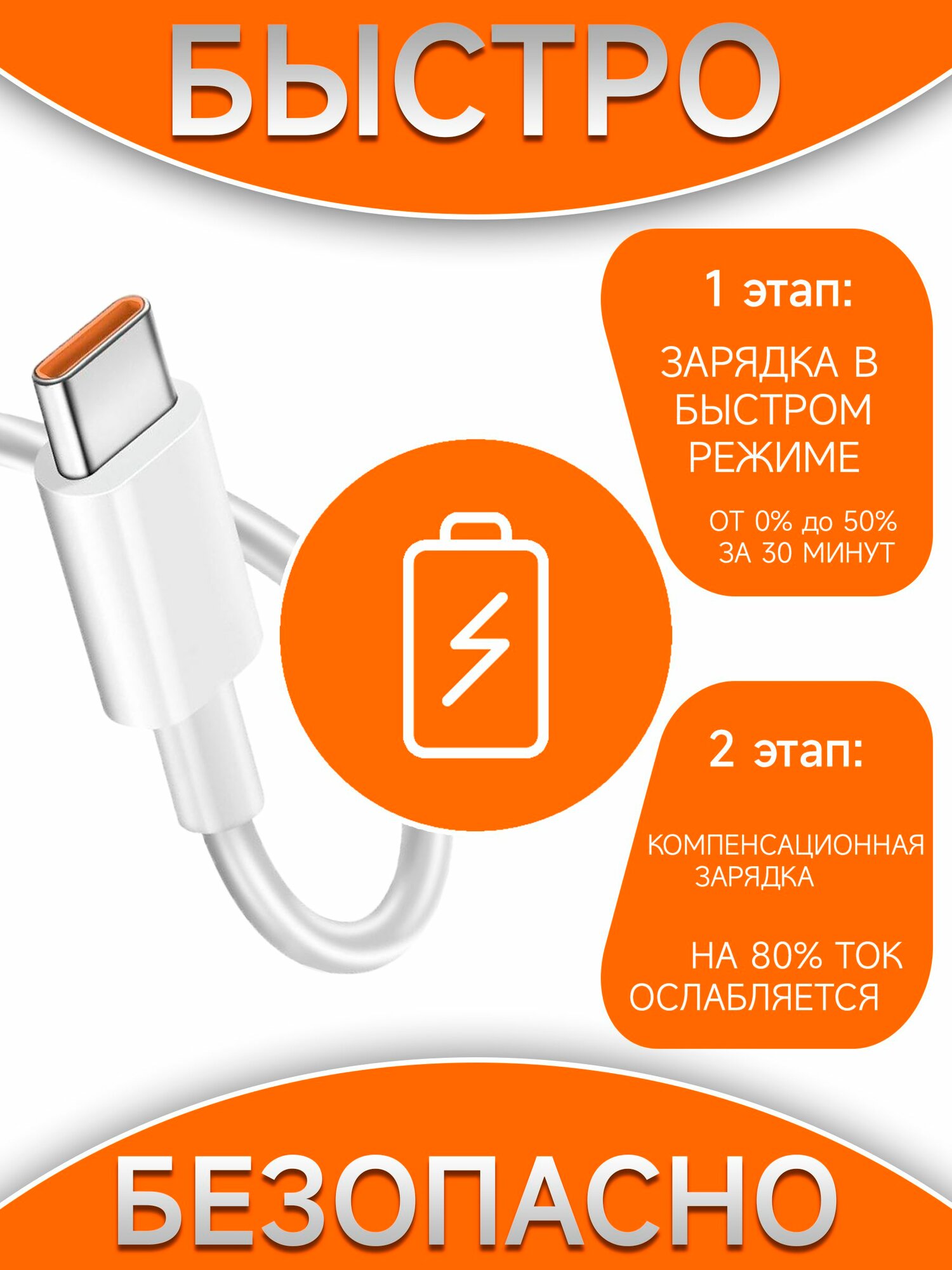 Кабель Type-C Xiaomi Redmi Note 10 Pro Note 10S Note 10 — фото 1