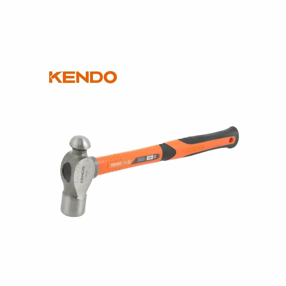 Молоток с круглым бойком KENDO с фибергласовой рукояткой, 450 г 25139 — фото 1