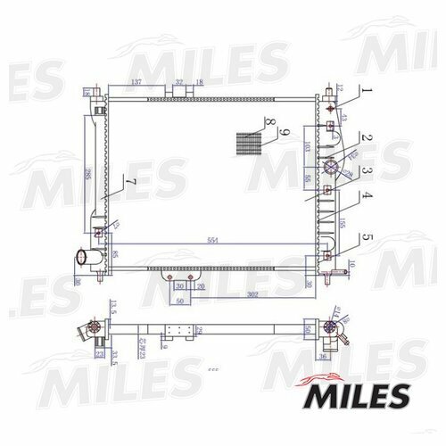 Основной радиатор (двигателя) MILES ACRM002 для Daewoo Lanos, Nubira; ЗАЗ Chance, Sens