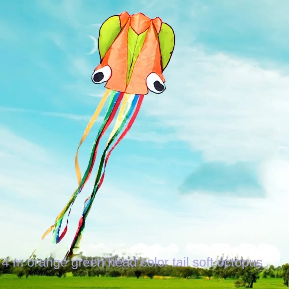 Гигантский мягкий воздушный змей 4М Orange-30m Kite Line