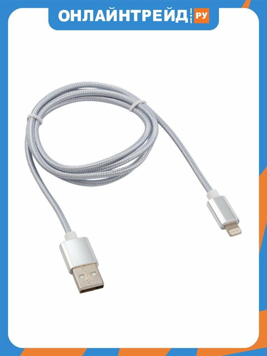 Кабель Rexant для зарядки Apple, USB-Lightning, быстрый заряд, нейлоновая оплетка, 1 метр, серебристый