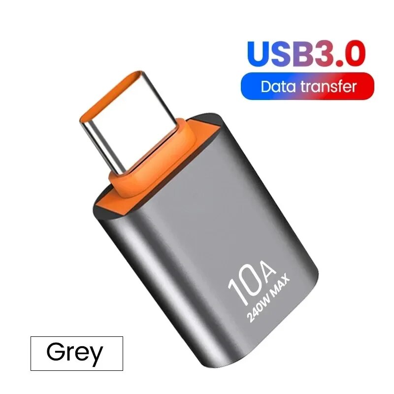 Адаптер KEBIDUMEI USB 3.0 10A USB A-USB C OTG, преобразователь USB Type-C в USB, адаптер USB Silver