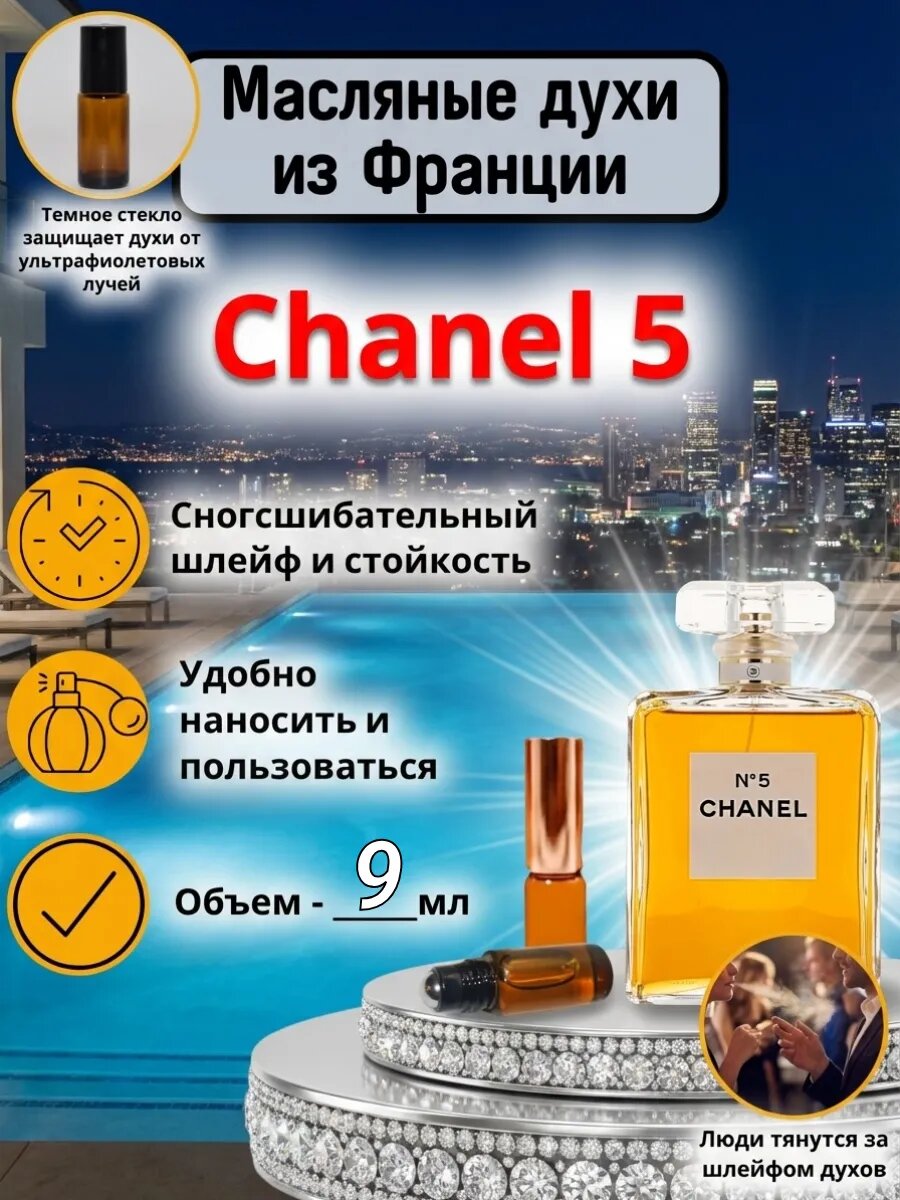 Canel No 5 L'Eau / Шанель Но 5 Л’О — женские масляные стойкие духи с элегантной цветочно‑альдегидной композицией — 9 мл.