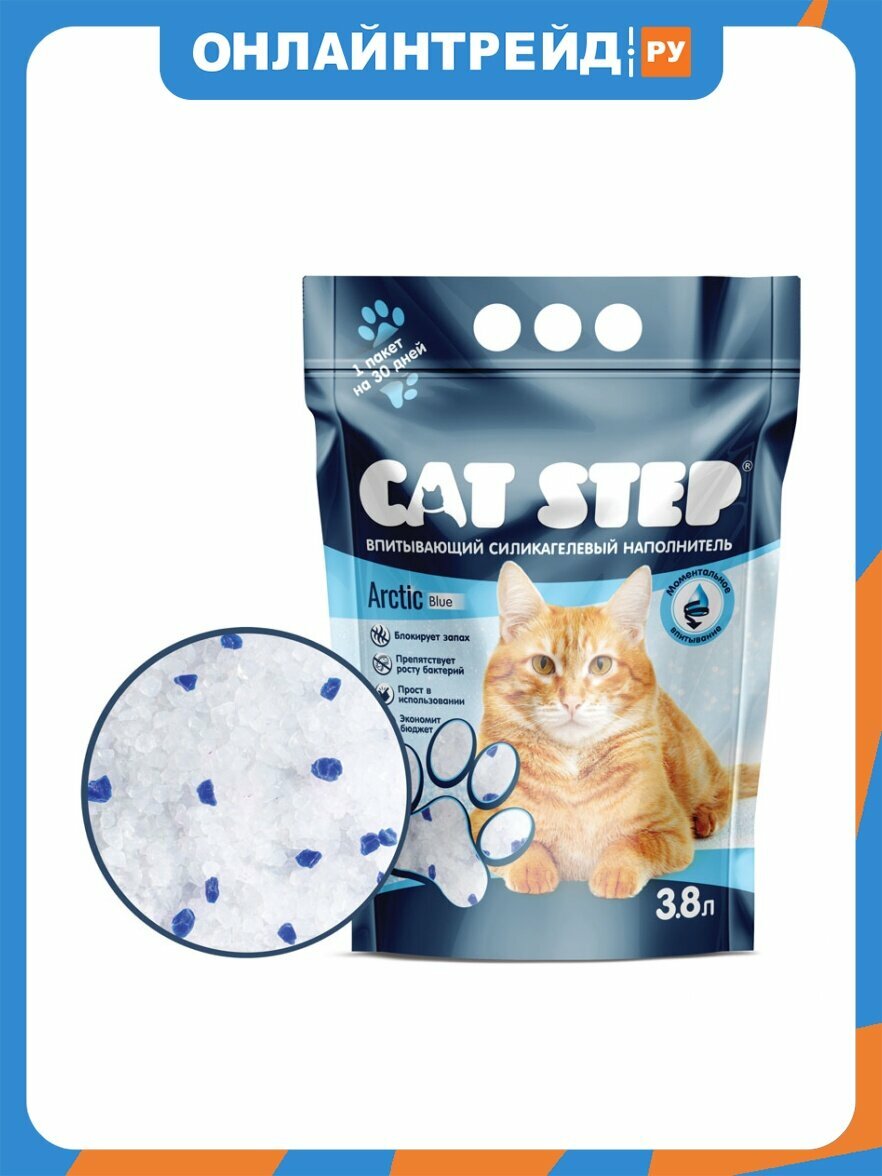 Наполнитель для кошачьих туалетов Cat Step Arctic Blue силикагелевый 3,8 л