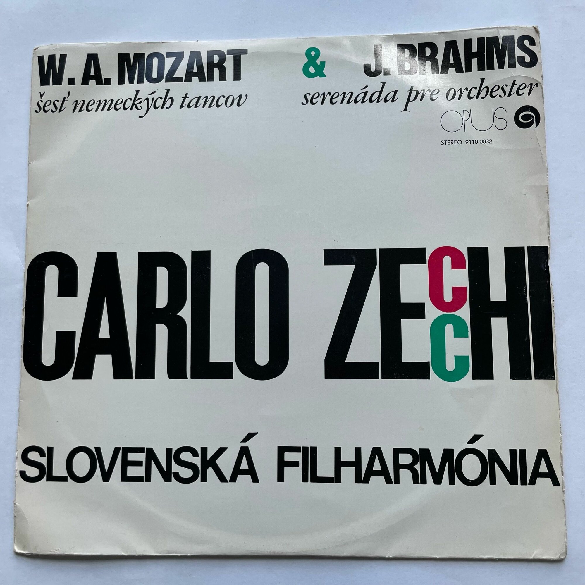 Винтажная виниловая пластинка LP Карло Цекки Carlo Zecchi, Моцарт, Брамс, W. A. Mozart, J. Brahms Sest Nemeckych Tancov / Serenada Pre Orchester (Чехословакия 1972)