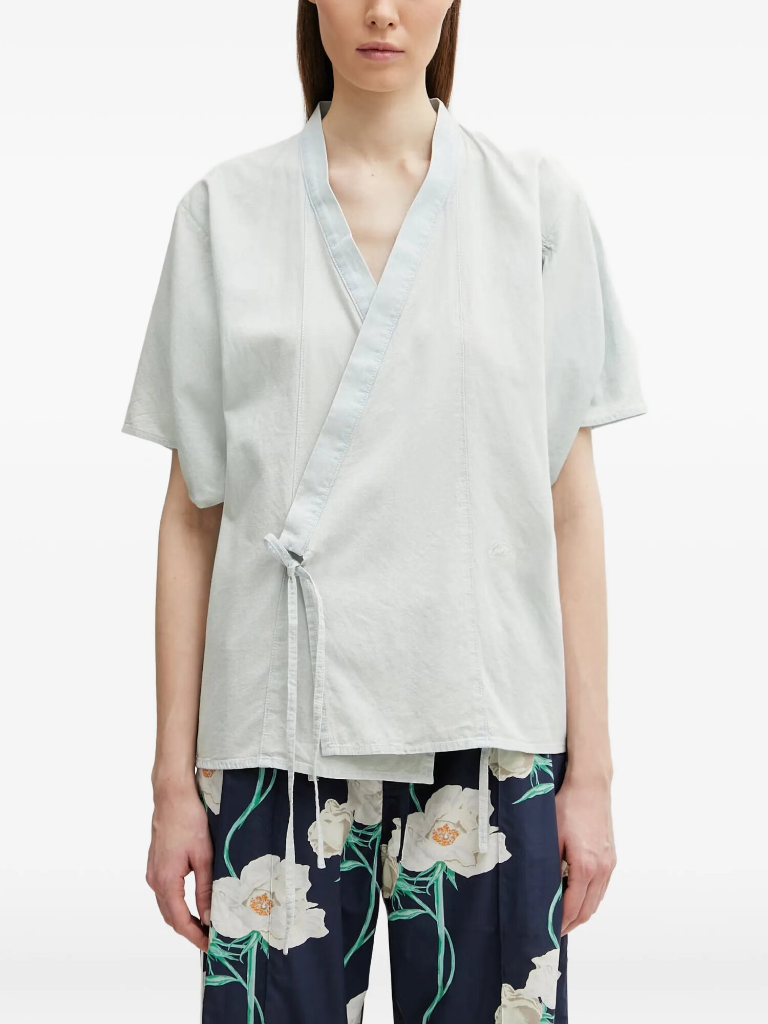 Топ Wrap-style short-sleeve top