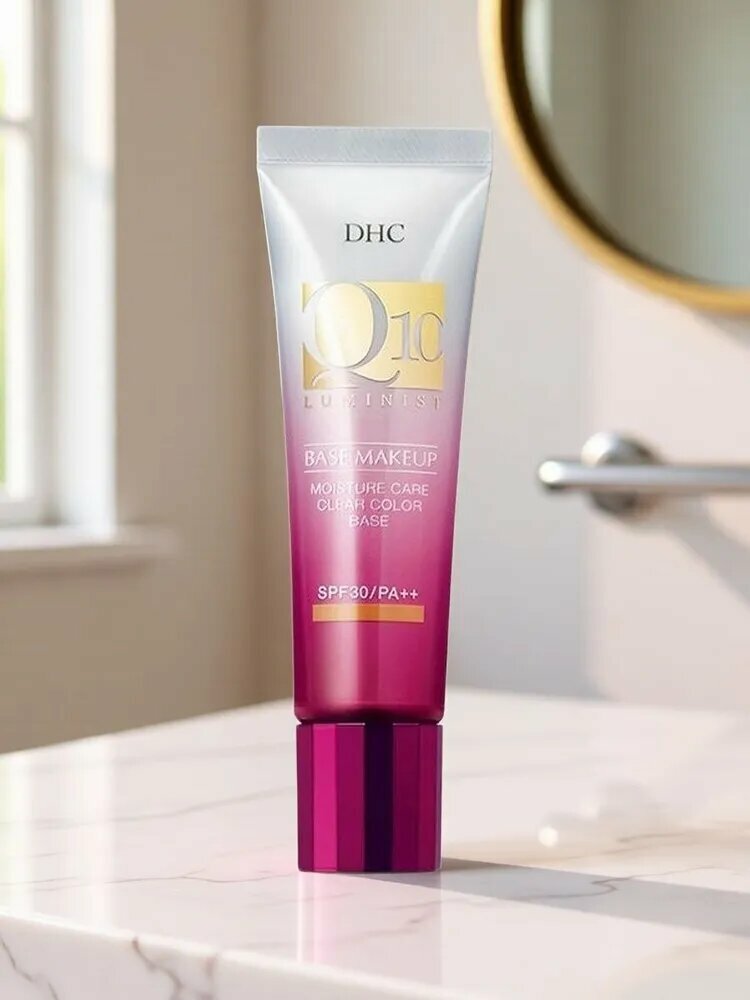 DHC Q10 Moisture Care Clear Color Base / Японская увлажняющая прозрачная цветная основа зеленая / Япония