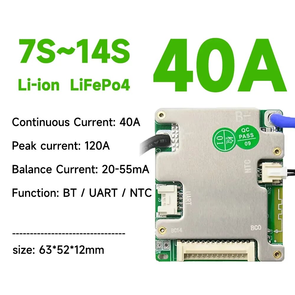JBD BMS Система управления батареями Bluetooth 7S~14S