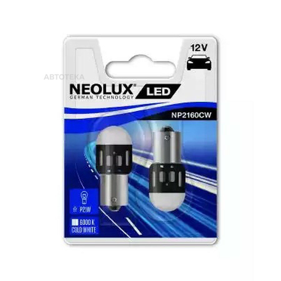 Лампа LED P21W 12V 1.2W BA15S 6000K (блистер 2шт.) NEOLUX NP2160CW02B