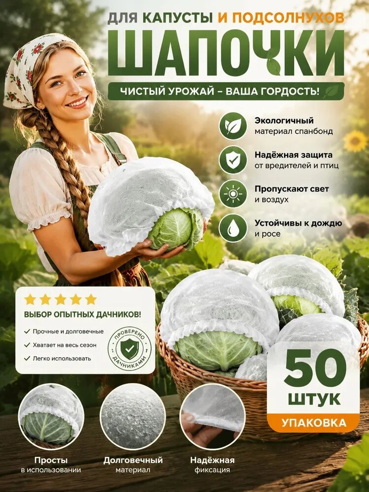Укрывной материал Нетканое волокно, 0.5x0.25 м, 50 шт