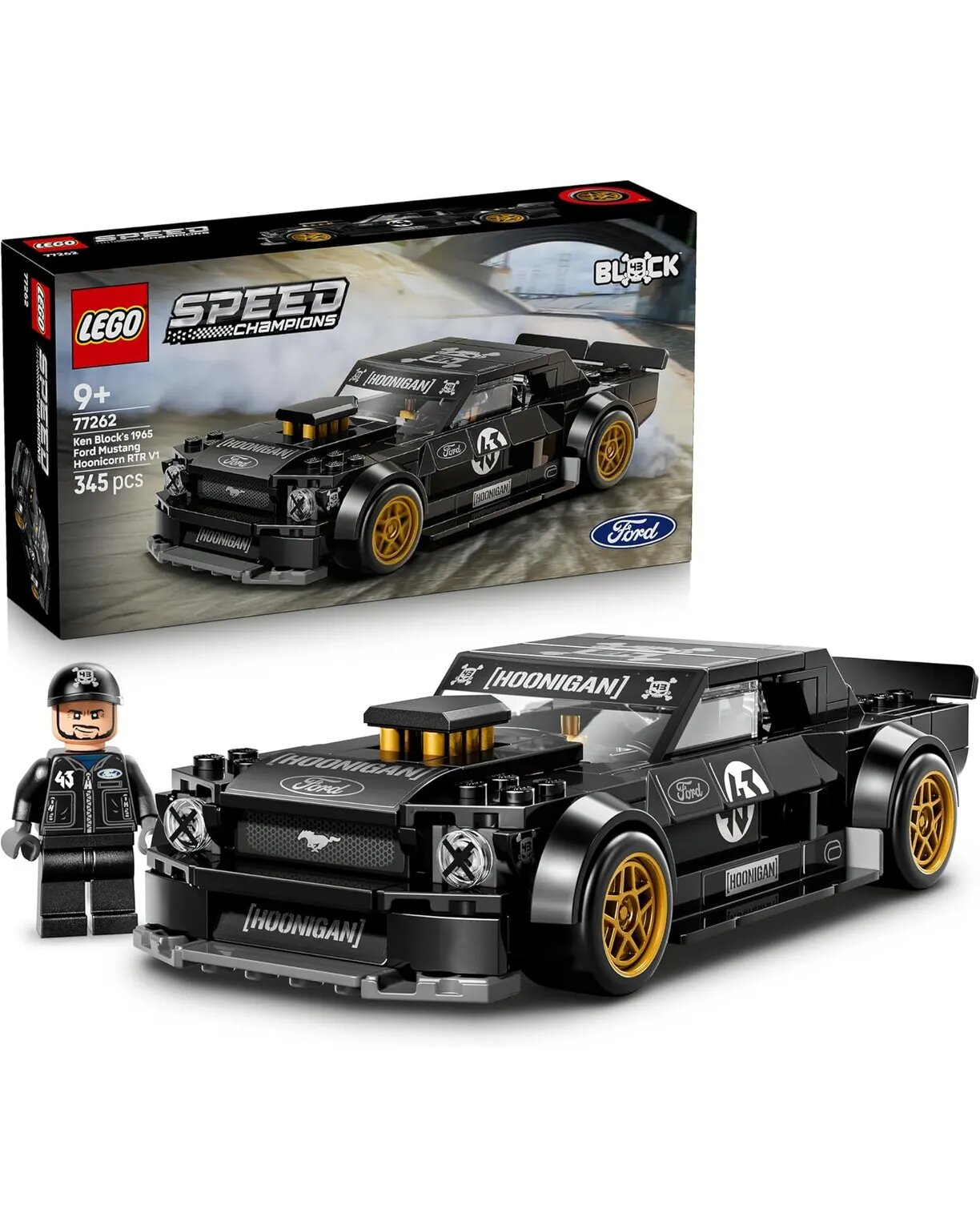 Конструктор LEGO Speed Champions Ford Mustang Hoonicorn RTR V1 Кена Блока 77262, 345 деталей, от 9 лет