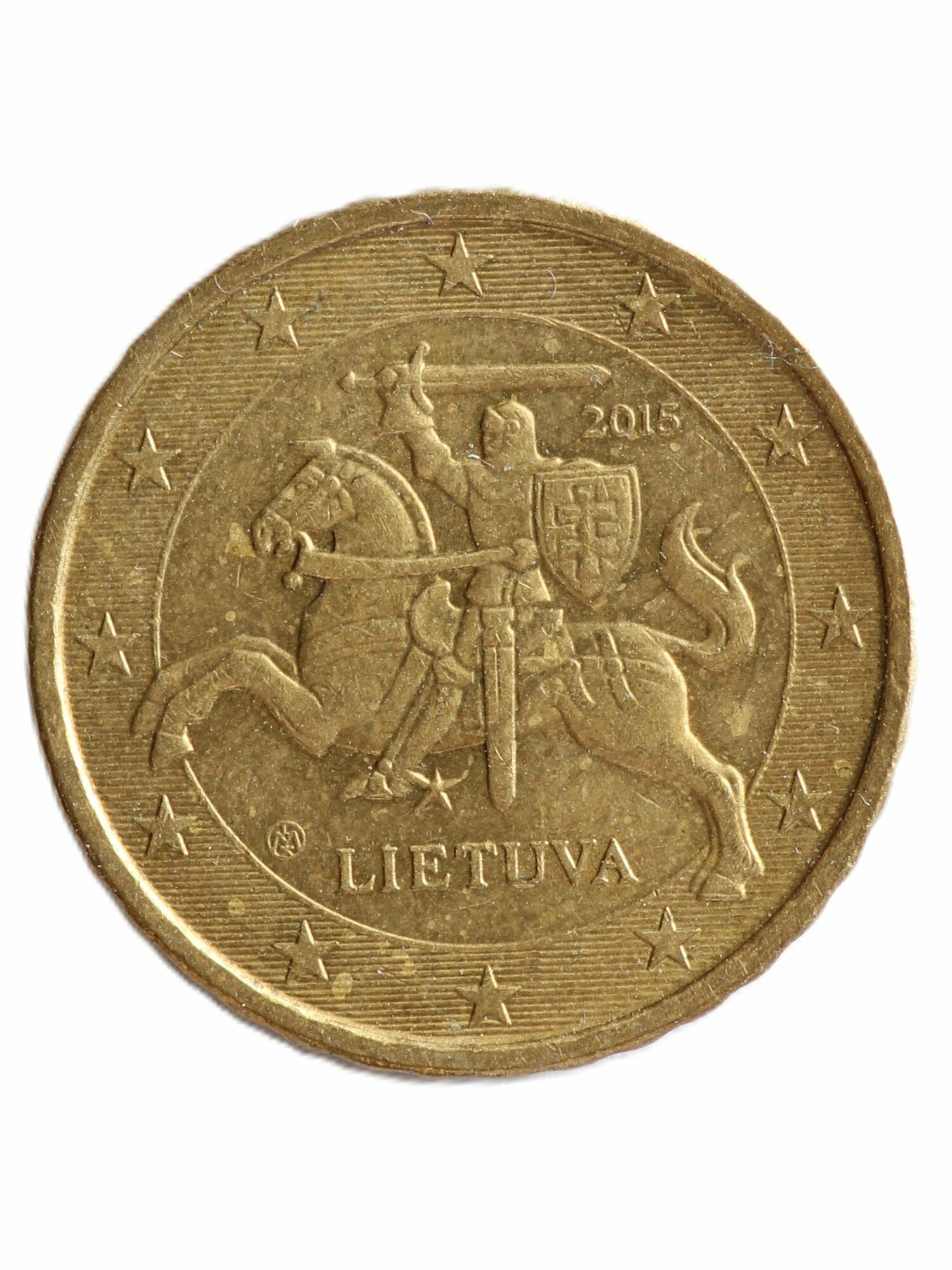 Подлинная монета Литвы 10 евроцентов 2015 года