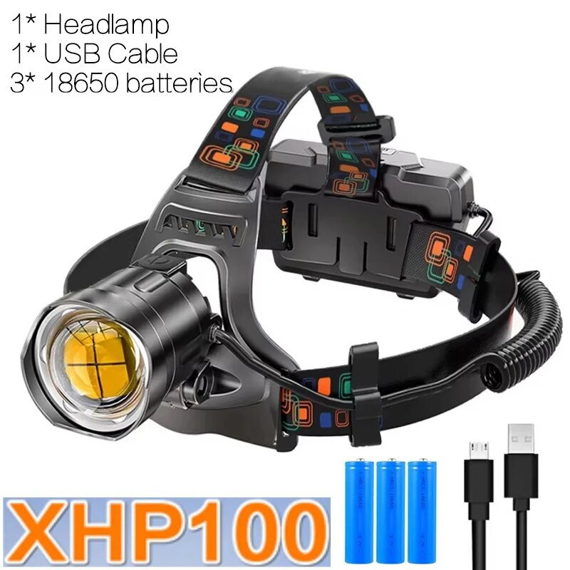 USB-фонарь на голову XHP100 With Battery