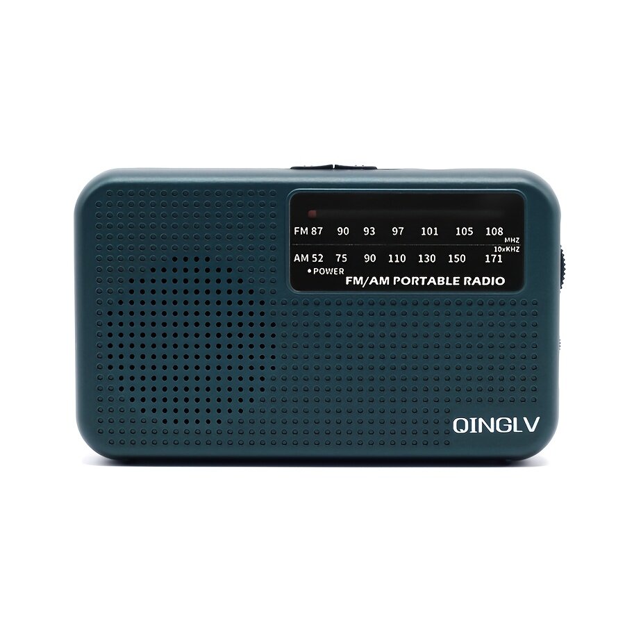 Портативный радиоприемник AM/FM на 2 батарейках AA, чистый звук, разъем для наушников, легкий дизайн, темно-зеленый