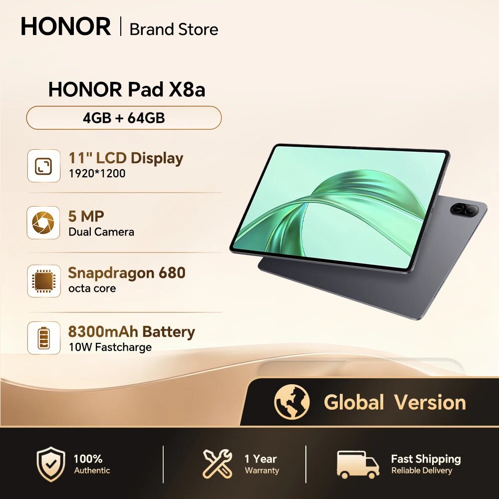 Планшет Honor Pad X8a, 11", 4/64ГБ, Wi-Fi, Android