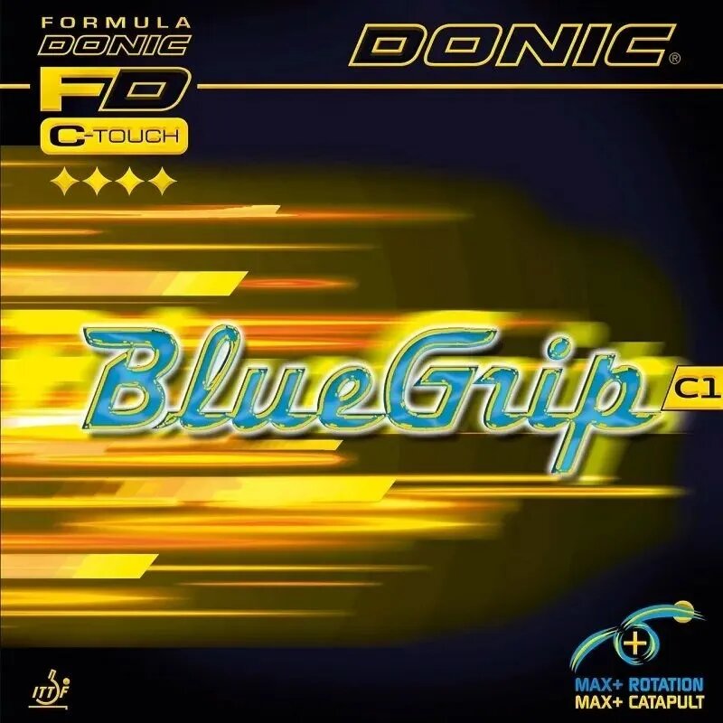 Накладка для ракетки DONIC BlueGrip C1, Германия, Макс, 1 шт, Черный матовый