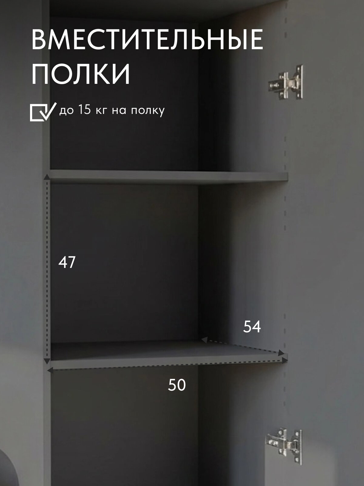 Шкаф распашной для одежды 5 полок "Баум" (Графит) 200х50х54 — фото 1