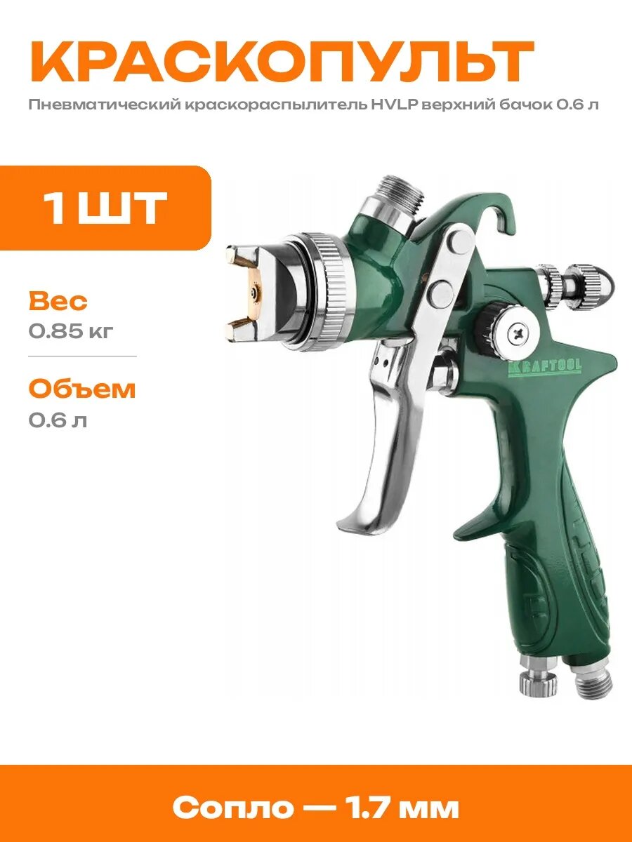 Пневмокраскопульт HVLP верхний бачок сопло 1.7 мм для авто