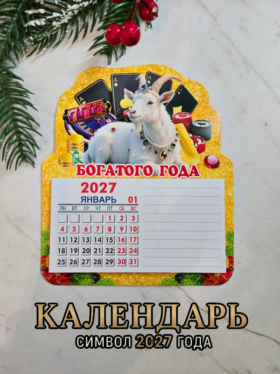Календарь на холодильник магнитный 2027 отрывной коза