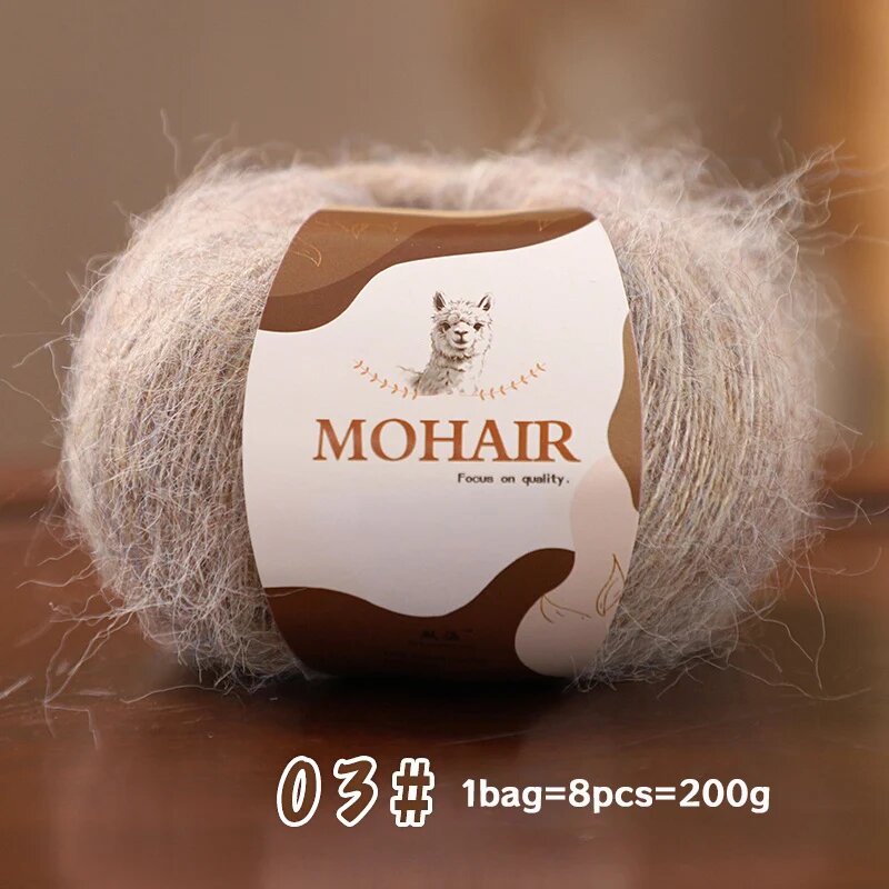 Пряжа для вязания из альпака и мохера Коричневый, 03