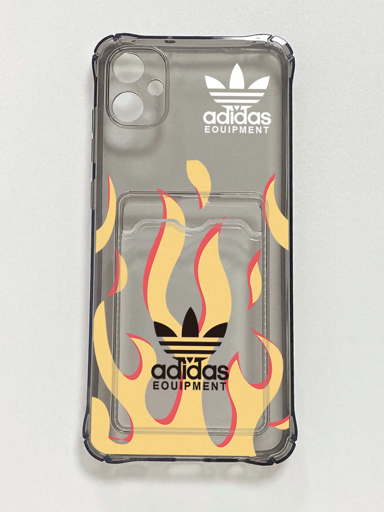 Чехол для Samsung Galaxy A04(Самсунг A04) с отделением для карт памяти, Adidas, мягкий прозрачный чехол